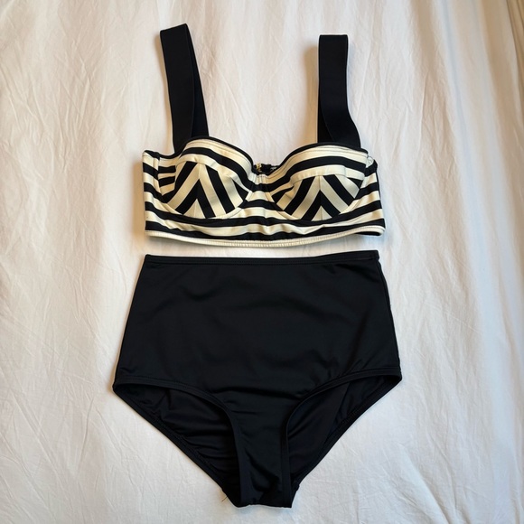 kate spade | Swim | Kate Spade Medium Black And White Striped Bikini ...